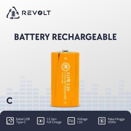 Promo Revolt - Baterai Isi Ulang C 1.5V USB Type-C 1 Pcs 1200 Life ...
