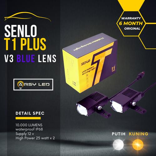 Promo mini laser senlo T1 Plus V3 blue lens lampu led motor mobil kabut ...