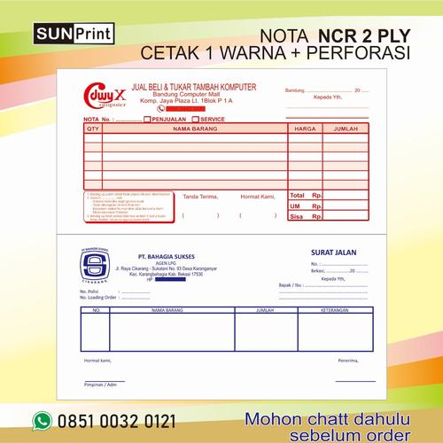 Jual Nota NCR 2 ply cetak 1 warna Bonus perforasi Free Desain / Custom ...