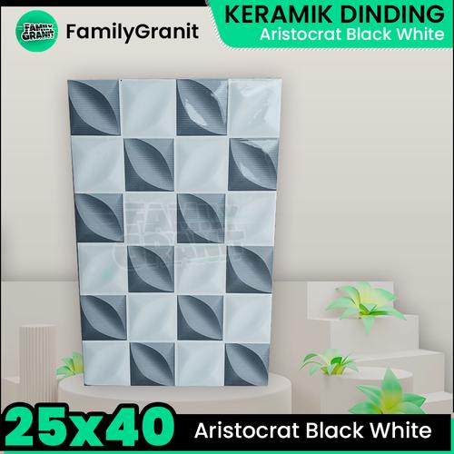 Jual Keramik Dinding 25x40 Aristocrat Black White Wall Tile Motif Catur Glossy Embossed - Kab ...