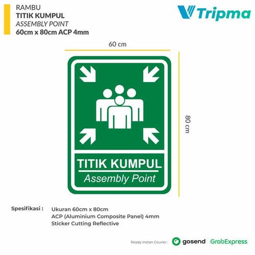 Jual Rambu Titik Kumpul Assembly Point 60cm x 80cm Plat Alumunium - ACP ...