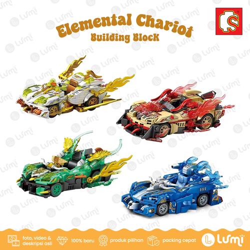 Promo LUMI SEMBO Mainan Balok Edukasi Mobil Balap Elemen Api Air Emas ...