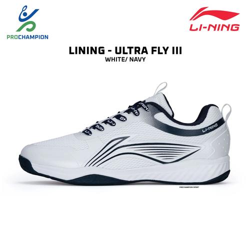 Promo New ! Sepatu Badminton Lining Li-Ning ULTRA FLY III White Navy ...