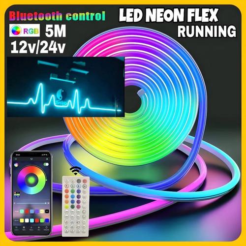 Promo PAKET LED NEON FLEX RGB RUNNING 5M 10M DC 12V/24V SENSOR SUARA ...