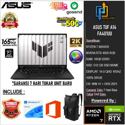 Jual Asus Tuf A14 FA401UU Ryzen 7 8845Hs Rtx4050 6Gb/ 16Gb 512Gb W11 ...