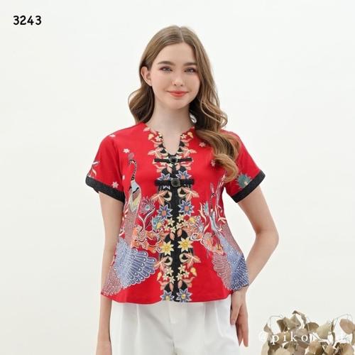 Jual Baju batik wanita kancing shanghai lengan pendek / ataan batik ...
