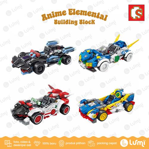 Promo LUMI SEMBO Mainan Balok Mobil Balap Anime Elemental Chariot ...