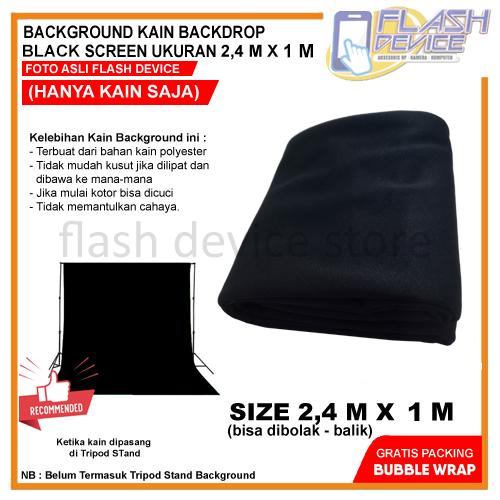Jual Background Foto Studio Black Screen 2,4 x 1 meter Kain Hitam - Kab ...