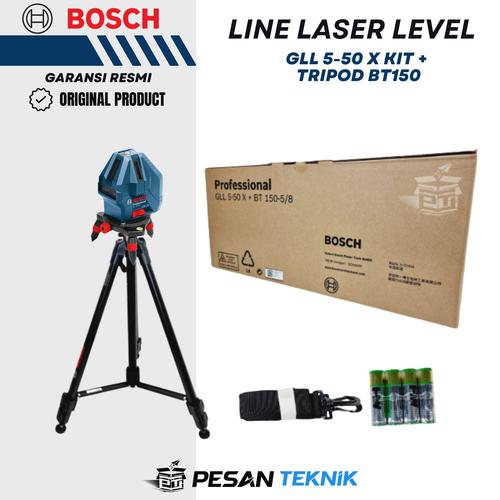 Jual Line Laser Level Laser Garis BOSCH GLL 5-50 X Kit + Tripod BT150 ...