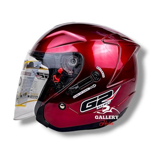 Promo HELM G2 OPTIMAX SOLID MARUN GLOSSY | HELM G2 DOUBLE VISOR - XL ...