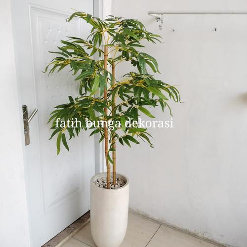 Promo Pohon Bambu Artificial// Pohon Bambu Pakai Pot Teraso// Tinggi ...