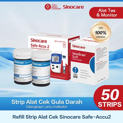 Jual Sinocare Isi Alat Cek Gula Darah Safe Accu2 Strip 50 pcs / 100 pcs ...