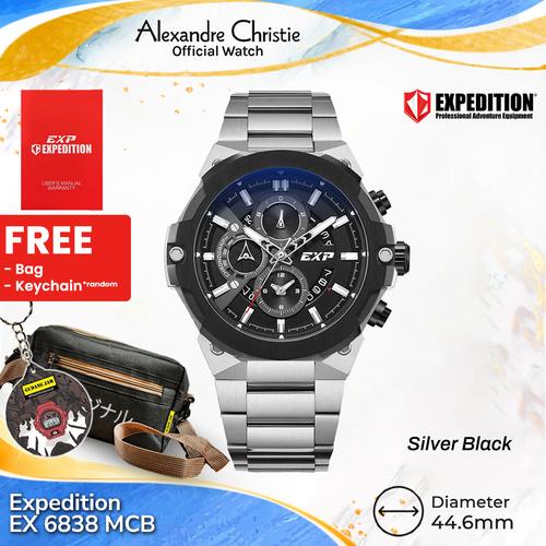 Promo Expedition Pria EX 6838 MCB EX6838MC EX 6838 MCBTBBA Silver Black Stainless Steel Cicil 0% ...