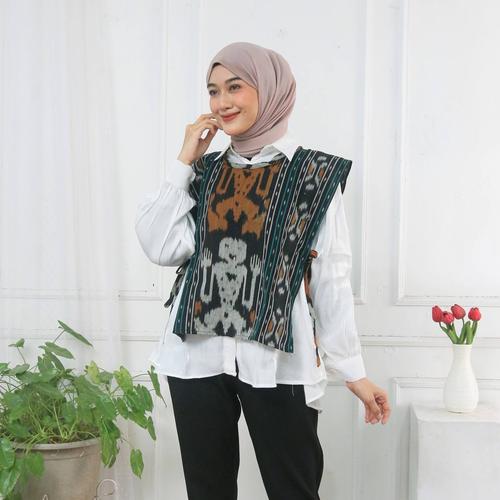 Jual OUTER/VEST BATIK TENUN TORAJA HITAM ABU PUTIH MURAH OUTER CEWEK ...