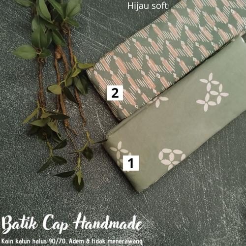 Jual Kain Batik Cap Handmade Motif Garutan Warna Hijau Soft Sage Green ...