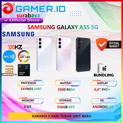 Promo SAMSUNG GALAXY A55 5G 8GB 256GB NEW ORI BOX - Lilac, Bundling TWS ...