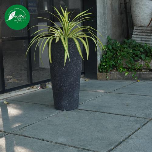 Promo POT TANAMAN TINGGI CONCRETE SEMEN MODE TOWER - Hitam, Tanpa Kayu ...