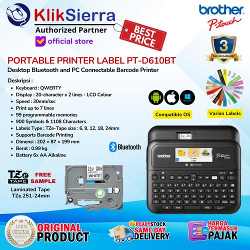 Jual Printer Label Barcode BROTHER PTouch PT-D610BT | PTD610 | PTD610BT ...
