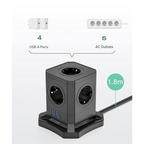 Jual Cube USB Power Strip Terminal Stop Kontak 5 Lubang AC 4 USB Port ...