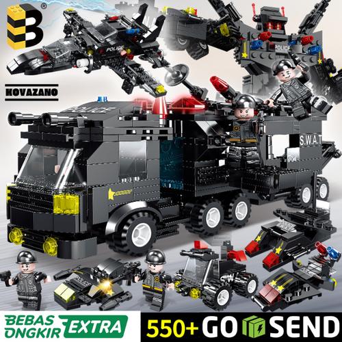 Jual Mainan Anak Building Blocks Mobil Military Police Car Pesawat ...
