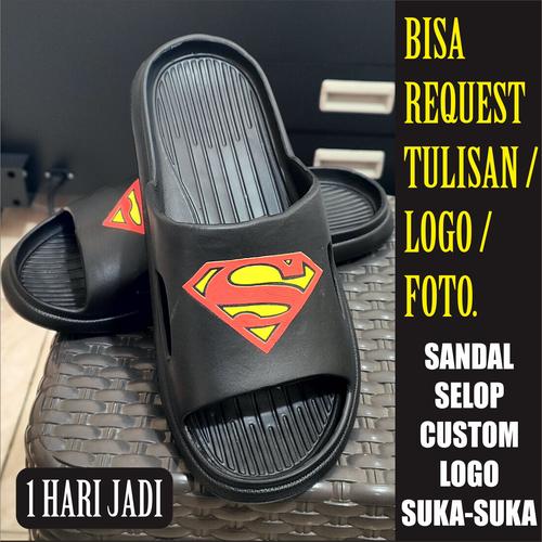 Jual BA253 Sandal Selop Custom Sablon Logo Suka Suka Bahan Eva Sandal ...