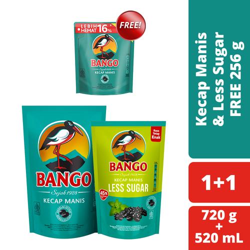 Promo Bango Less Sugar 520ml + Bango Manis 720g FREE Bango Manis 265g ...