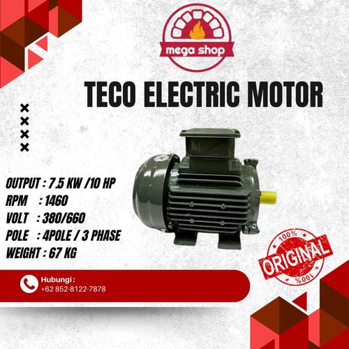 Jual ELECTRIC MOTOR TECO 7,5KW, 10HP 4POLE - FOOT MOUNTED - Jakarta ...