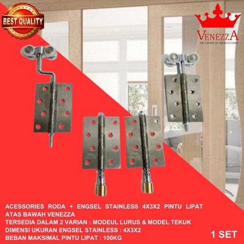 Jual Engsel Roda Pintu Lipat/Sliding Stainless Atas Bawah 4" VENEZZA ...