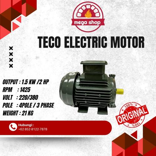 Jual ELECTRIC MOTOR TECO 1,5KW, 2HP 4POLE - FOOT MOUNTED - Jakarta ...