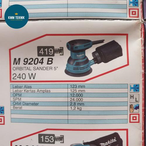 Jual M9204B MESIN ORBITAL SANDER 5" ALAT AMPLAS BULAT PUTAR MAKITA M ...