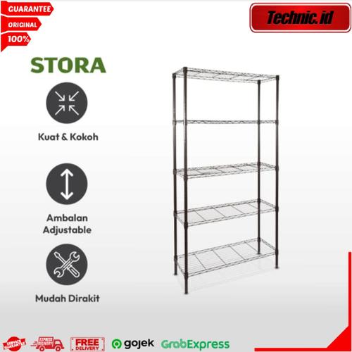 Jual Stora Rak Besi 5 Tingkat Wire Shelving 5 Tier 90X35X180Cm Brown ...
