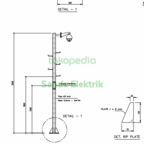 Jual Tiang CCTV Pipa Bulat 4M + Tangga Hotdeep Galvanized Pole CCTV ...