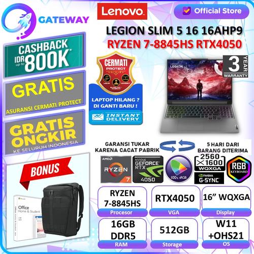 Promo Legion Slim 5 16AHP9 Ryzen 7 8845HS RTX4050 6GB/ 16GB 512GB W11 ...
