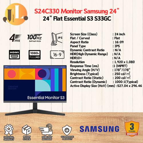 Jual Monitor SAMSUNG 24" Inch Essential S33GC S24C330 FHD IPS 100Hz ...