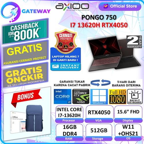 Promo Axioo Pongo 750 I7 13620H RTX4050 6GB/ 16GB 512GB W11 15.6" FHD ...