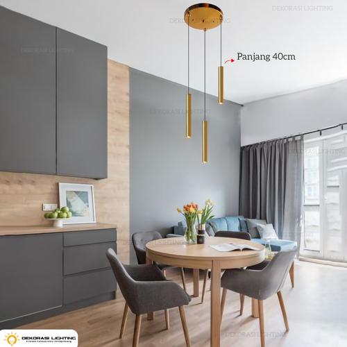 Jual Lampu gantung void 3in1 body gold model tabung panjang 20cm 40cm ruang makan minimalis ...