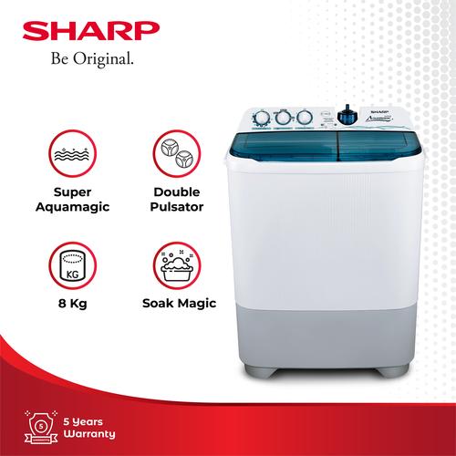 Promo Sharp Mesin Cuci 2 Tabung 8KG ES-T85CR-BK / 8 KG EST85CR Blue Cicil 0% 3x - Jakarta Utara ...
