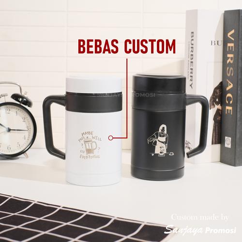 Promo Mug Office Coffee Cup Stainless Steel 400ml Bisa Custom Nama Logo ...