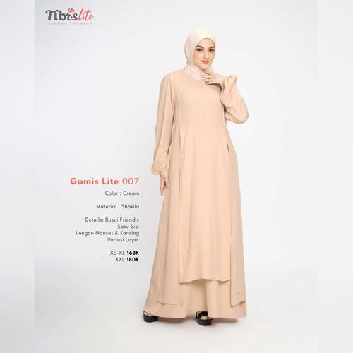 Jual Gamis Terbaru Nibras Lite 007 Warna Cream Krem Dress Cantik Busui ...
