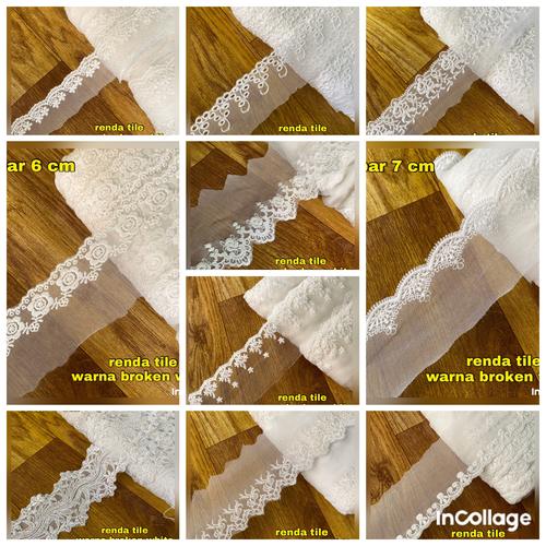 Jual per meter renda tile warna broken white lebar sesuai variasi yang ...