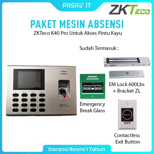 Jual Paket Mesin Absensi & Akses Kontrol ZKTeco K40 Pro Akses Pintu Kayu | Pintu Alumunium - K40 ...
