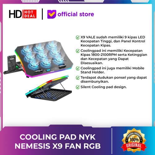 Jual COOLING PAD NYK NEMESIS X9 FAN RGB WITH PHONE HOLDER NYK NEMESIS ...
