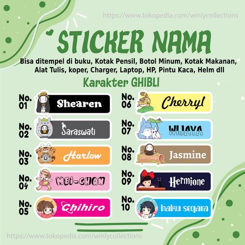 Jual STICKER LABEL NAMA GHIBLI TOTORO SPIRITED AWAY STIKER LEBEL CUSTOM ...