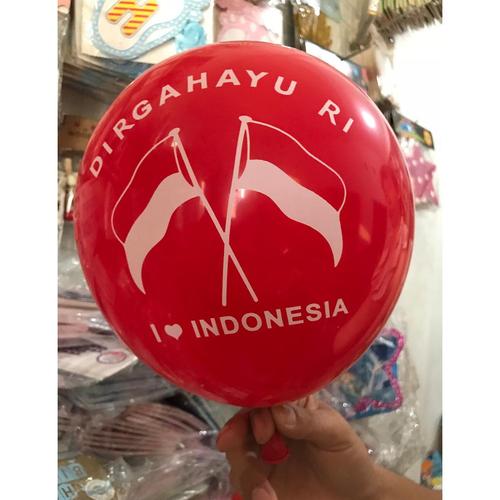 Jual 100 Pcs Balon Latex Dirgahayu Ri / Balon Bulat Merah Putih ...