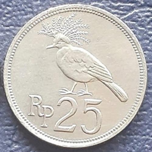 Jual UANG LOGAM KOIN 25 RUPIAH, NIKEL, TAHUN 1971, BURUNG DARA MAHKOTA / MAMBRUK, MENGKILAP ...