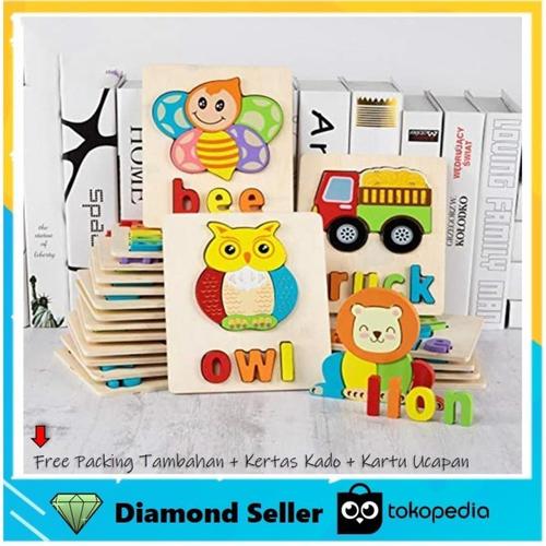 Jual Puzzle Kayu Anak Timbul Bentuk Hewan dan Kendaraan - Wooden Puzzle ...