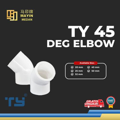 Jual TY 45 Deg Elbow Knee / Keni Pipa Pipe U – PVC by 3 Pawns - White ...