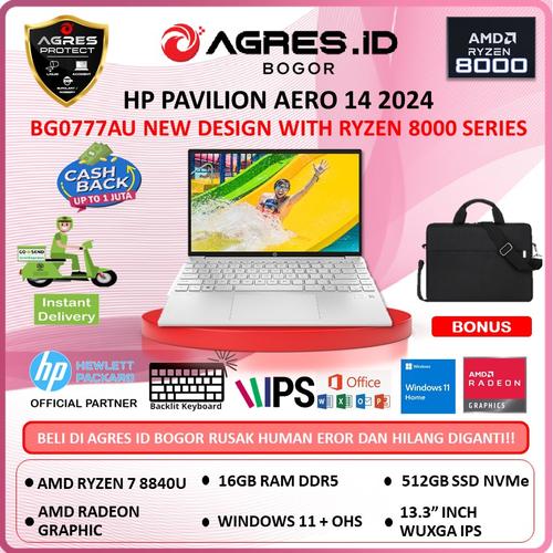 Promo HP Pavilion Aero 13 2024-BG0777AU Ryzen 7 AI 8840U 16gb Ram 1TB 800gram IPS + ohs - LAPTOP ...