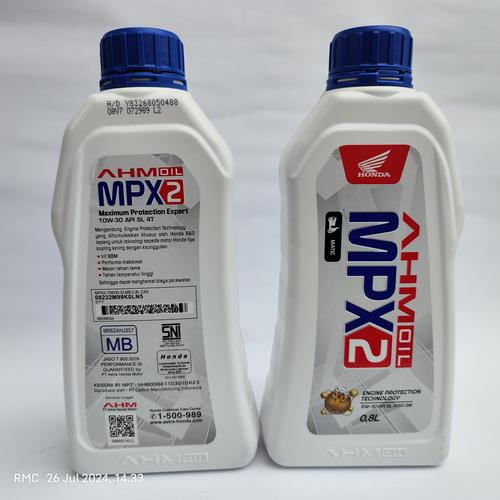 Jual 1 DUS OLI HONDA MATIC AHM OIL MPX 2 800 ML 10W-30 API SL OLI MATIC MPX2 ISI 24 BOTOL - Kab ...