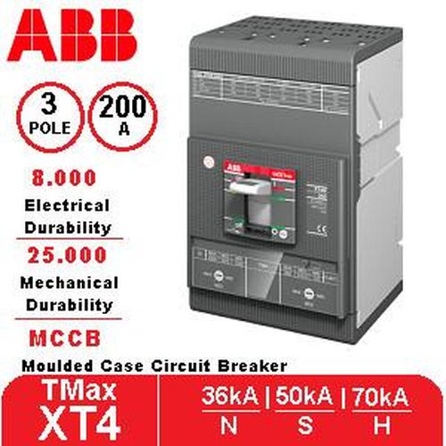 Jual MCCB ABB 3P ADJUSTABLE XT4 (200A 250A) - TMA-200, XT4N (36kA ...